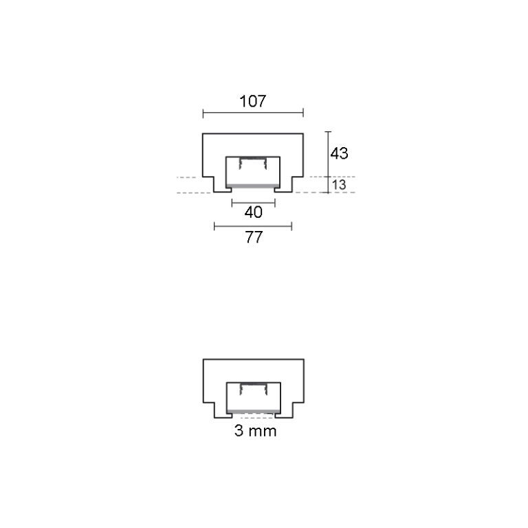 3 metri Profilo per Led in gesso Tagli di luce con plexiglas DS4016 | Luceled