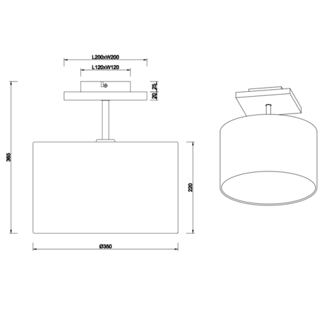 Plafoniera Led Elmau paralume E27 D. 35 cm – Trio Lighting | Luceled