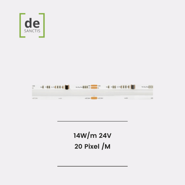 Strip Led Cob Digitale 20Pixel/Mt Ip20 14W/Mt Rgb 24V Ws2811 – De ...